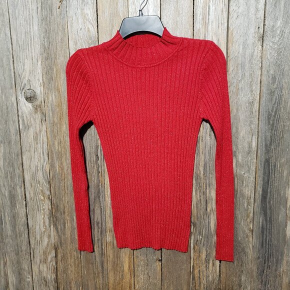 NOBO | Sweaters | No Boundaries L 1 13 Sweater Red Metallic Mock Neck ...